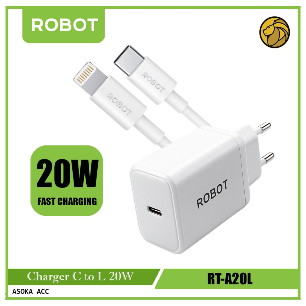 Jual Charger Robot 20W USB-C To Lightning RT-A20L RT-P20 Isi Daya Cepat ...