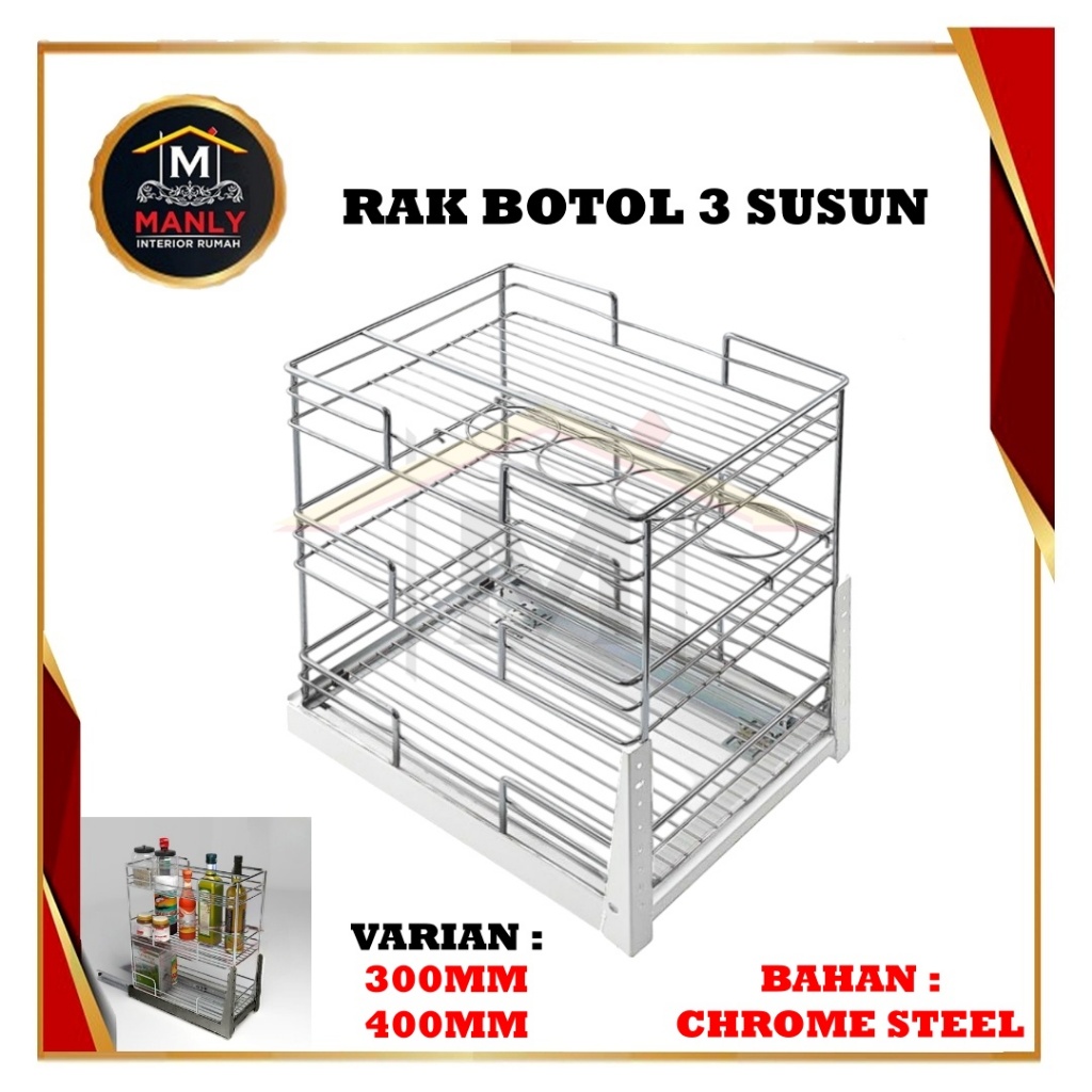 Jual Rak Dapur 3 Susun 30 cm dan 40 cm Rak Botol Kitchen Set Lemari ...