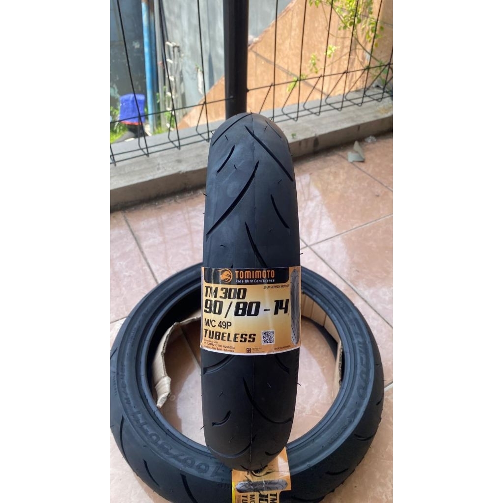 Jual Ban Tubles Matic TM300 90/80-14 Tomimoto + Pentil Tubles | Shopee ...
