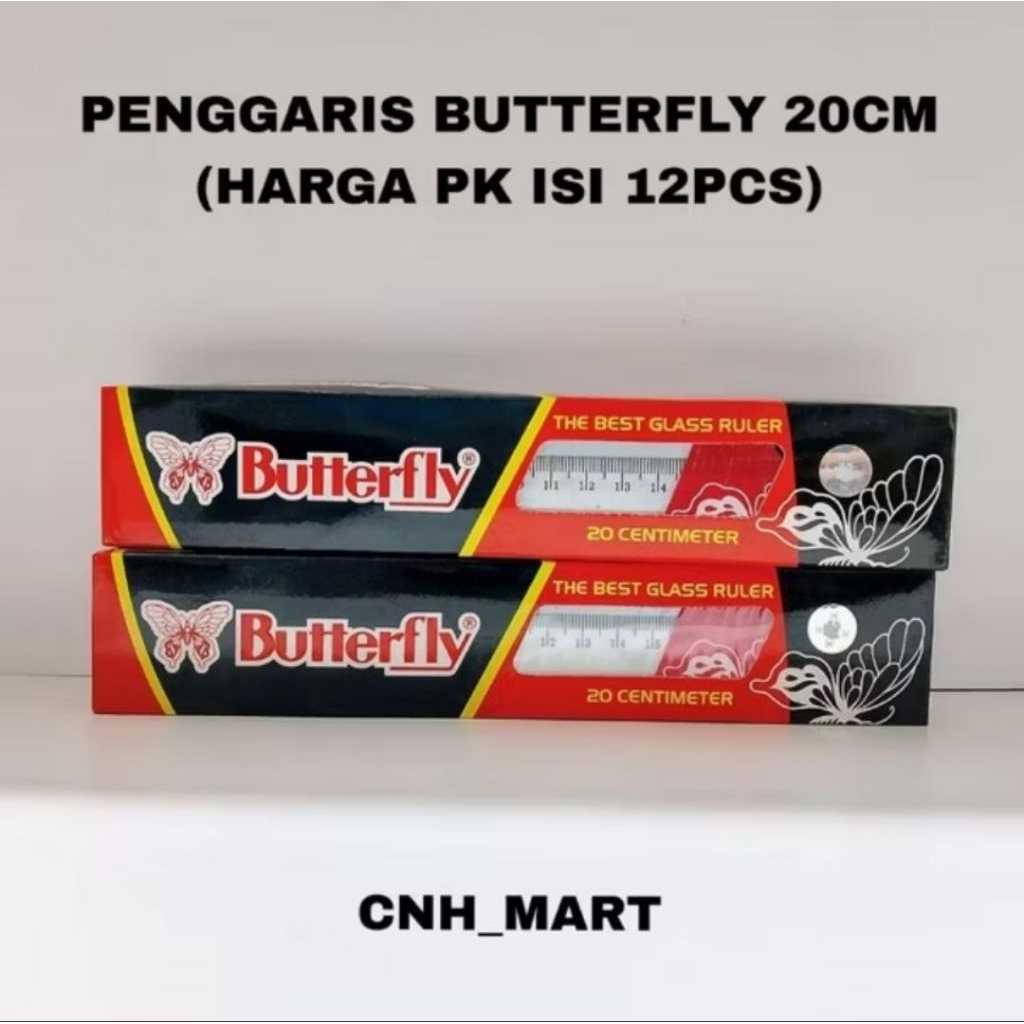 Jual (12 Pcs)Penggaris Mika 20CM Butterfly - Garisan Plastik Butterfly ...