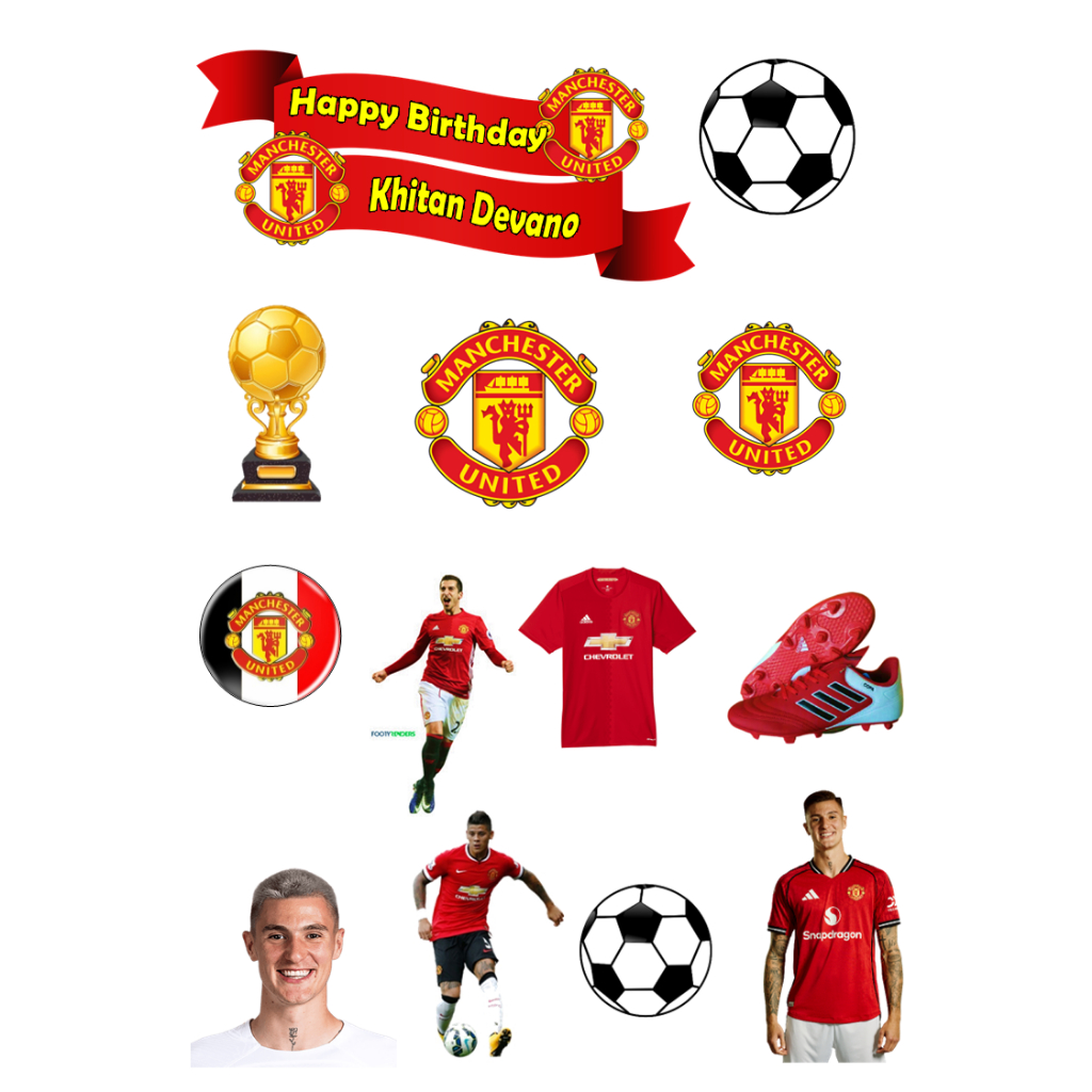 Jual Topper Cake MANCHESTER UNITED MU Custom Nama/ Hiasan Kue ULTAH MU ...