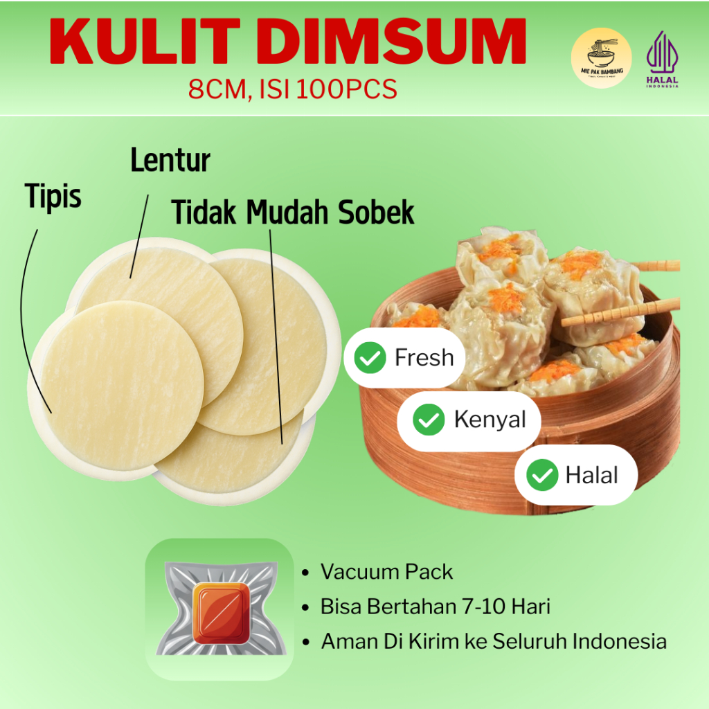 Jual Kulit Dimsum Premium (8cm, 100pcs) 100% Halal. Elastis, tidak ...