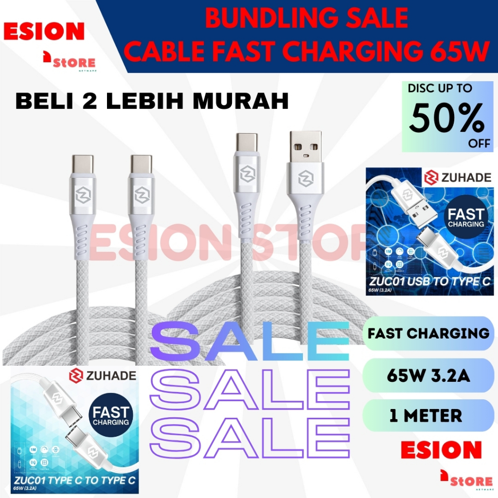 Jual PROMO BUNDLING Kabel Fast Charging 65W CABLE USB TO TYPE C 65W ...