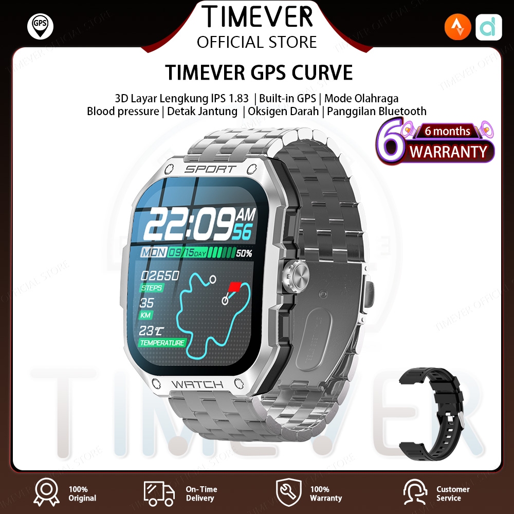 Jual TIMEVER GPS Curve Smartwatch 1.83 Layar IPS Melengkung 3D Curve ...