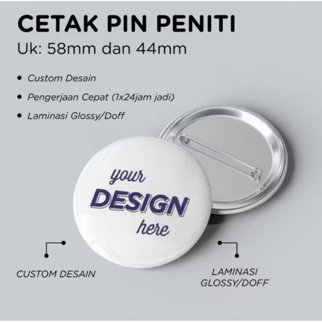 Jual PIN BROSS PENITI BADGE CUSTOM UK 58 MM DAN 44 MM / CETAK PIN ...