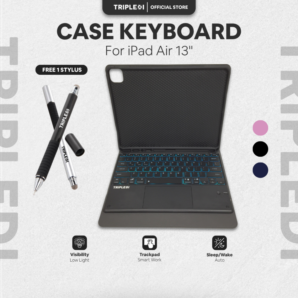 Jual TRIPLEDI Case Keyboard For iPad Air 13 Inch M2 M3 2024 2025 TD0801 ...