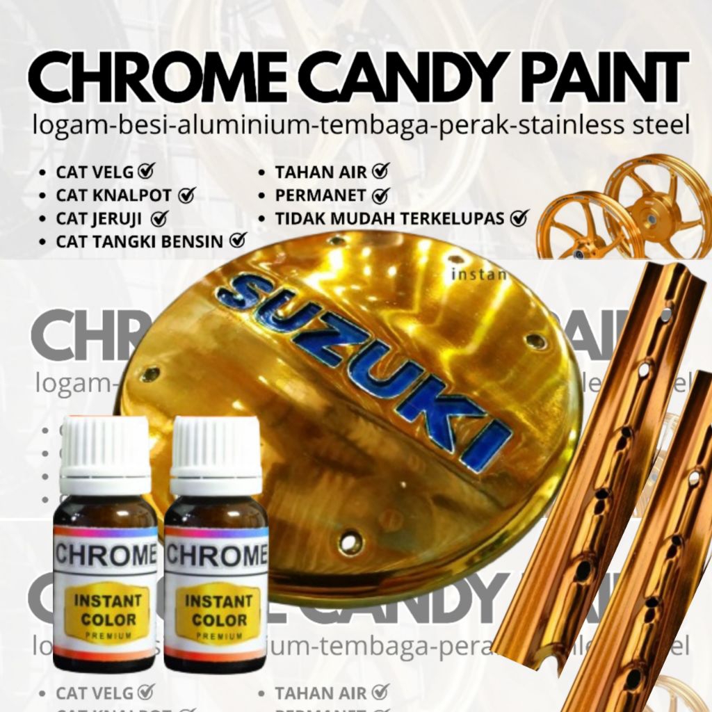 Jual Cat Chrome Candy Paint - Cat Oles Pewarna Logam,Velg,Motor,Mobil ...