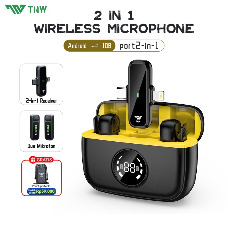 Jual TNW A13 Wireless Microphone 2-In-1 Clip On Mic Wireless Dual ...