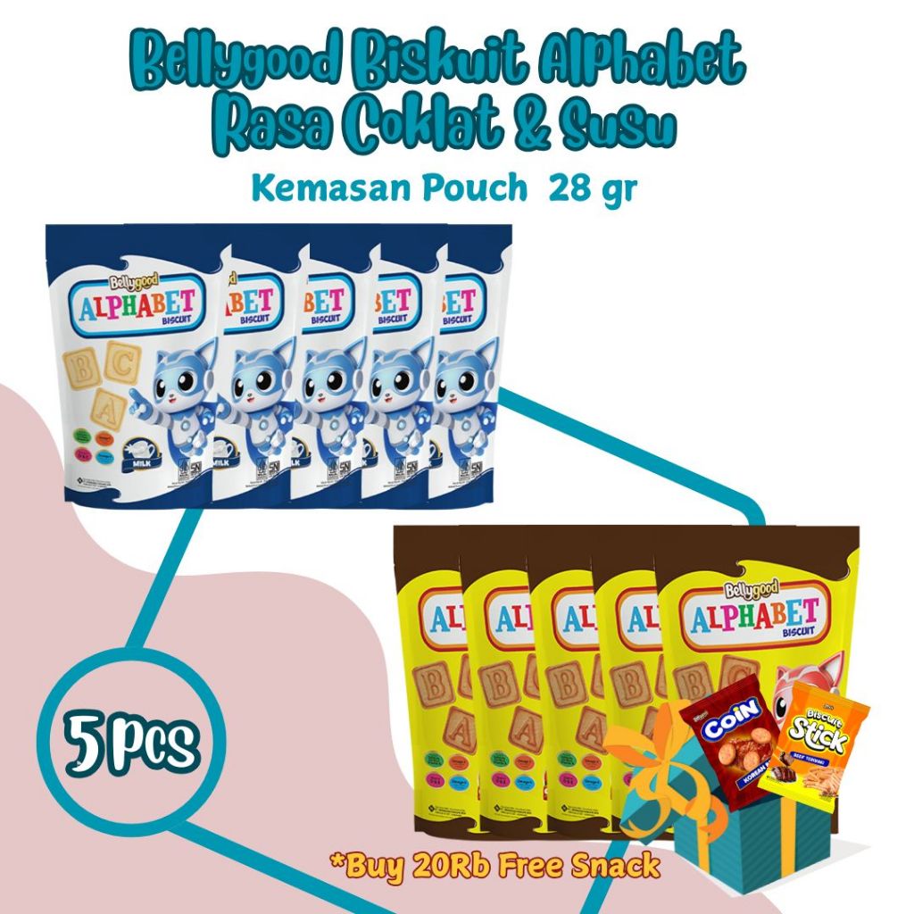 Jual BELLYGOOD BISKUIT ALPHABET RASA SUSU DAN COKLAT 28 Gr Biskuit ...