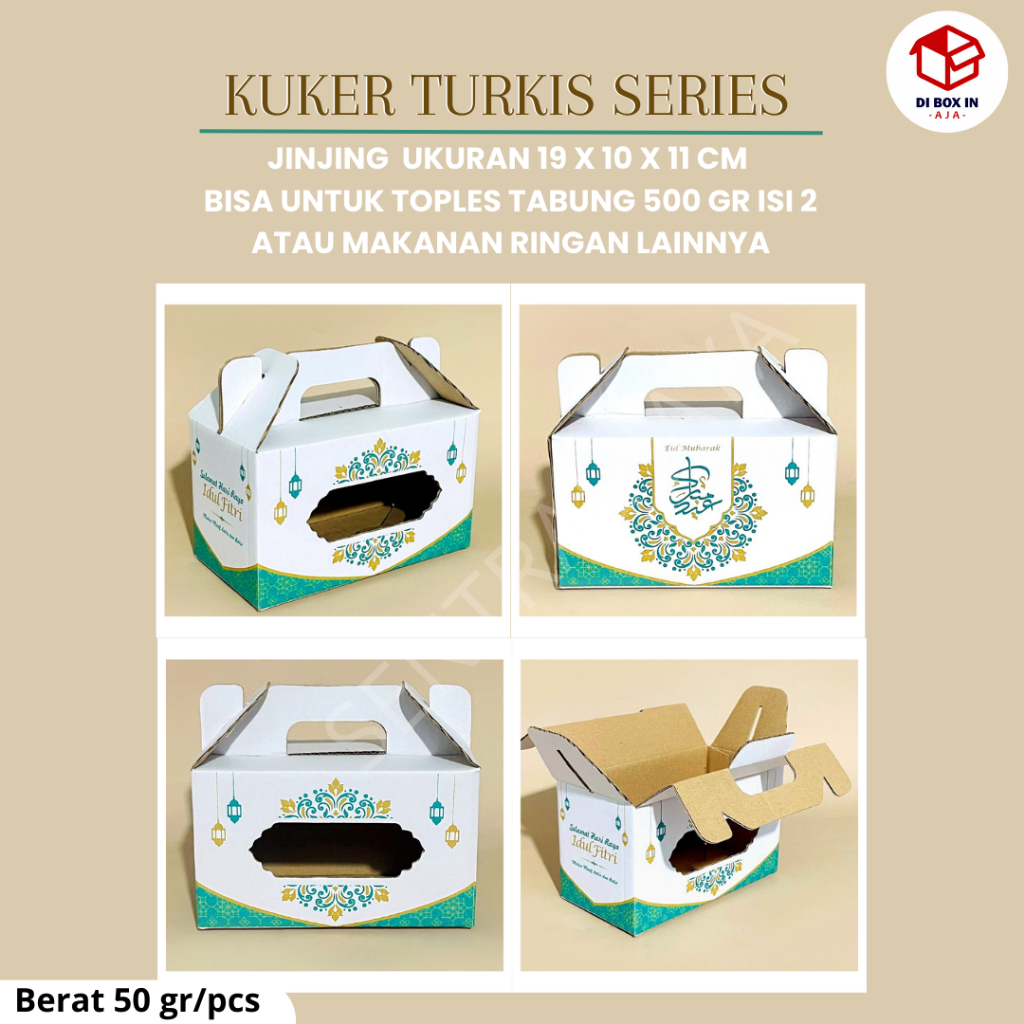 Jual BOX JINJING KUKER TURKIS PARCEL SERIES HAMPERS BOX TEMA IDUL FITRI ...