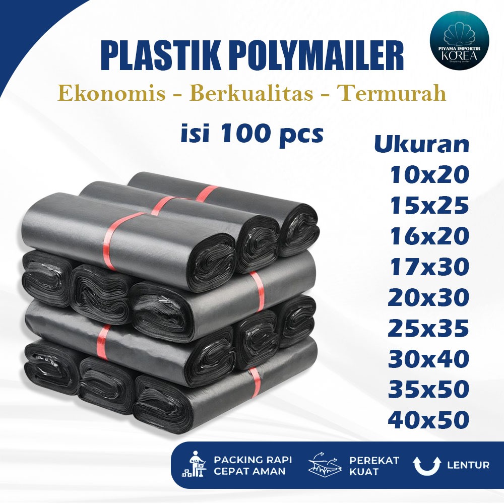 Jual 30X40 CM Kantong Plastik Polymailer Hitam isi 100 pcs Plastik ...