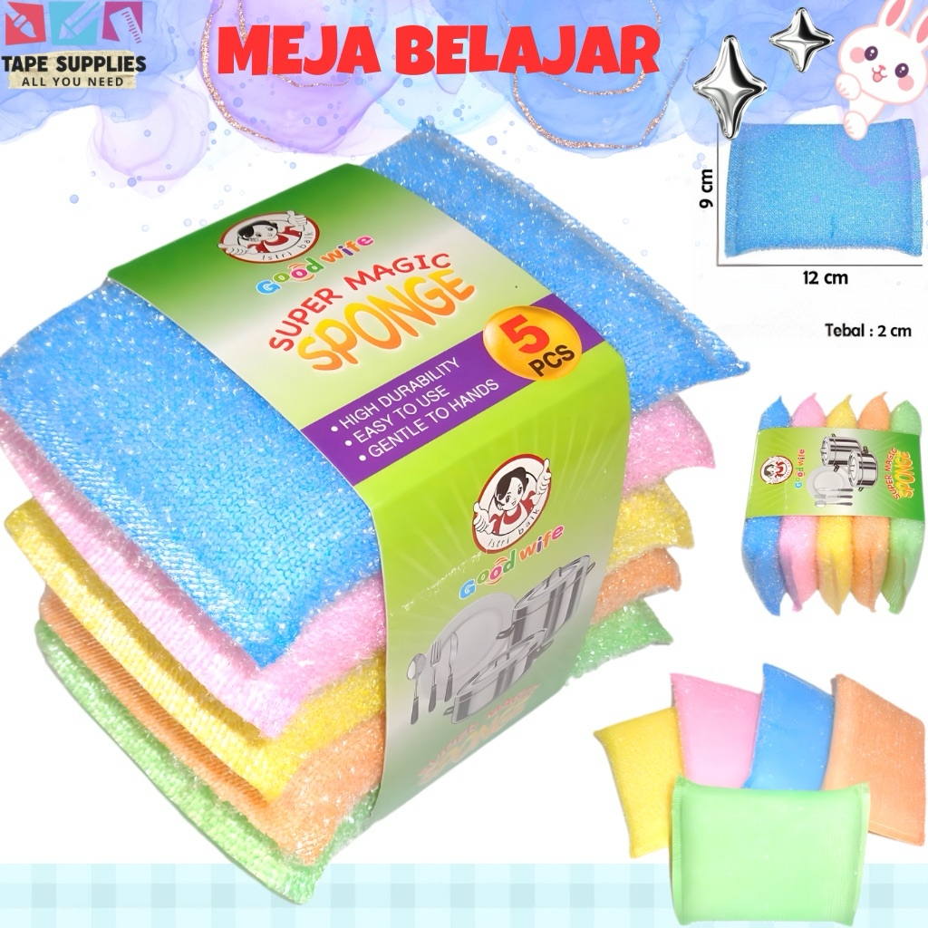Jual Sponge Cuci Piring Good Wife – Super Magic Sponge (5 Pcs) Tebal ...