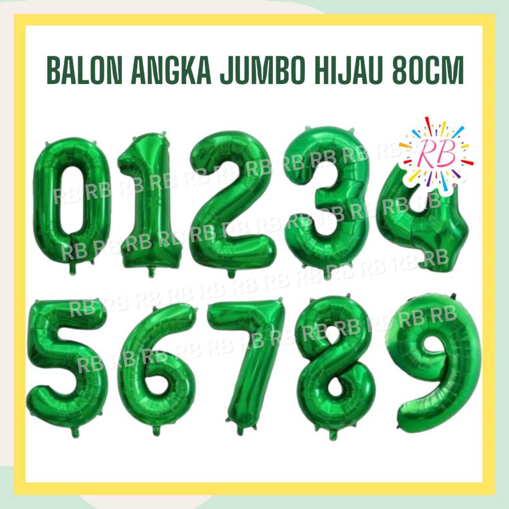 Jual Balon Angka Jumbo 80 Cm HIJAU / Balon Foil Angka 80cm / Balon ...