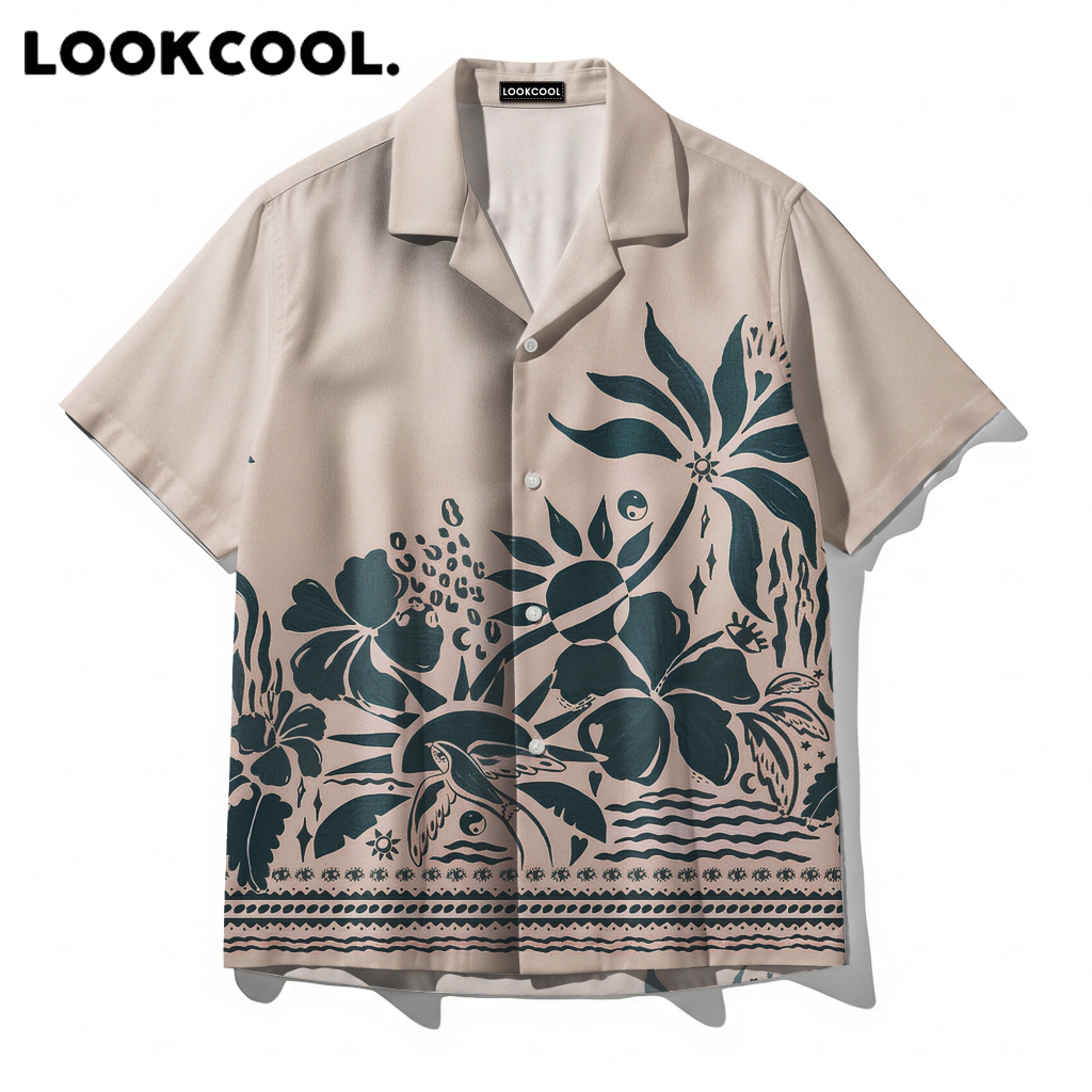 Jual LOOKCOOL Kemeja Pria Motif Hawaiian Border Casual Pendek Premium ...