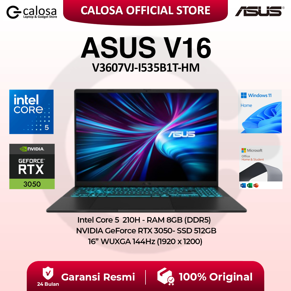 Jual Asus Gaming V16 V3607VJ-I535B1T-HM Intel Core 5 210H 8GB SSD 512GB ...