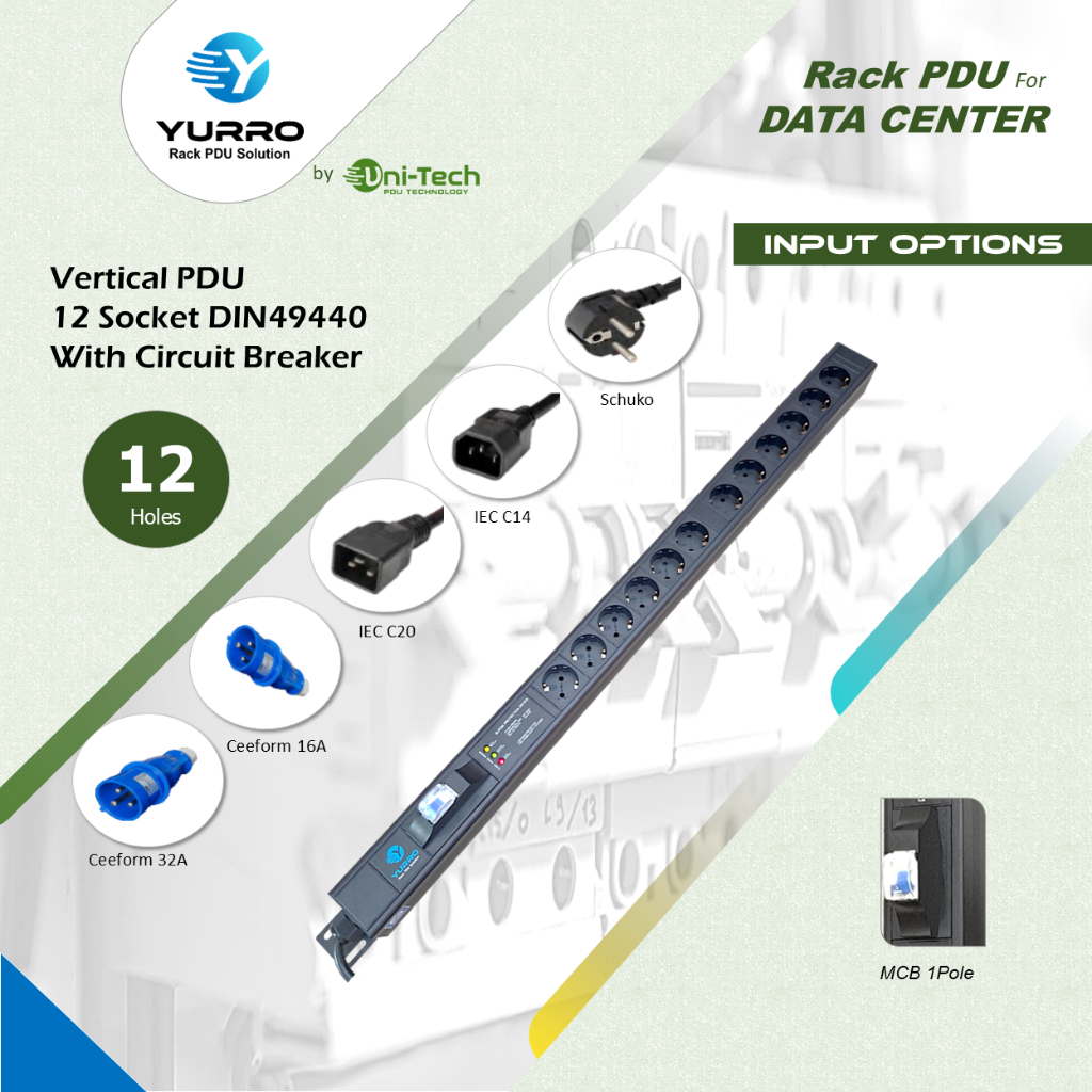 Jual PDU 12 Socket Germany - Basic PDU 12 Ports / Holes / Outlet ...