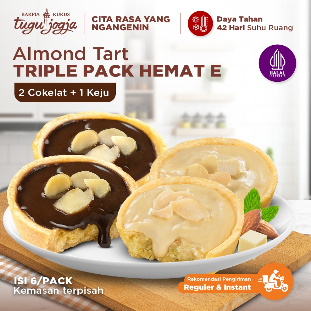 Jual Almond Tart Tugu Jogja Travel Pack, Paket Triple Pack (2 Cokelat ...