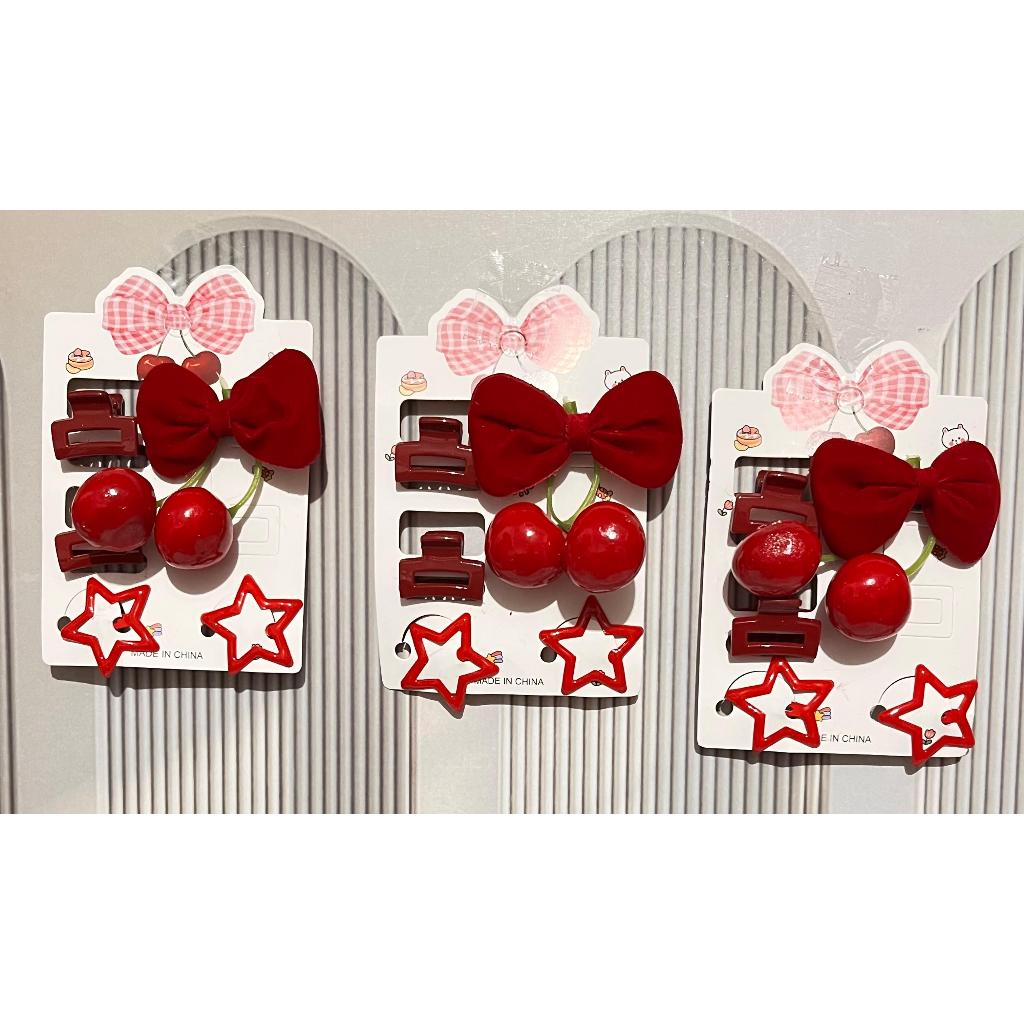 Jual SA [1 LUSIN] JEPIT CHERRY PITA MERAH MINI/JEPIT KOREA/JEPIT ...