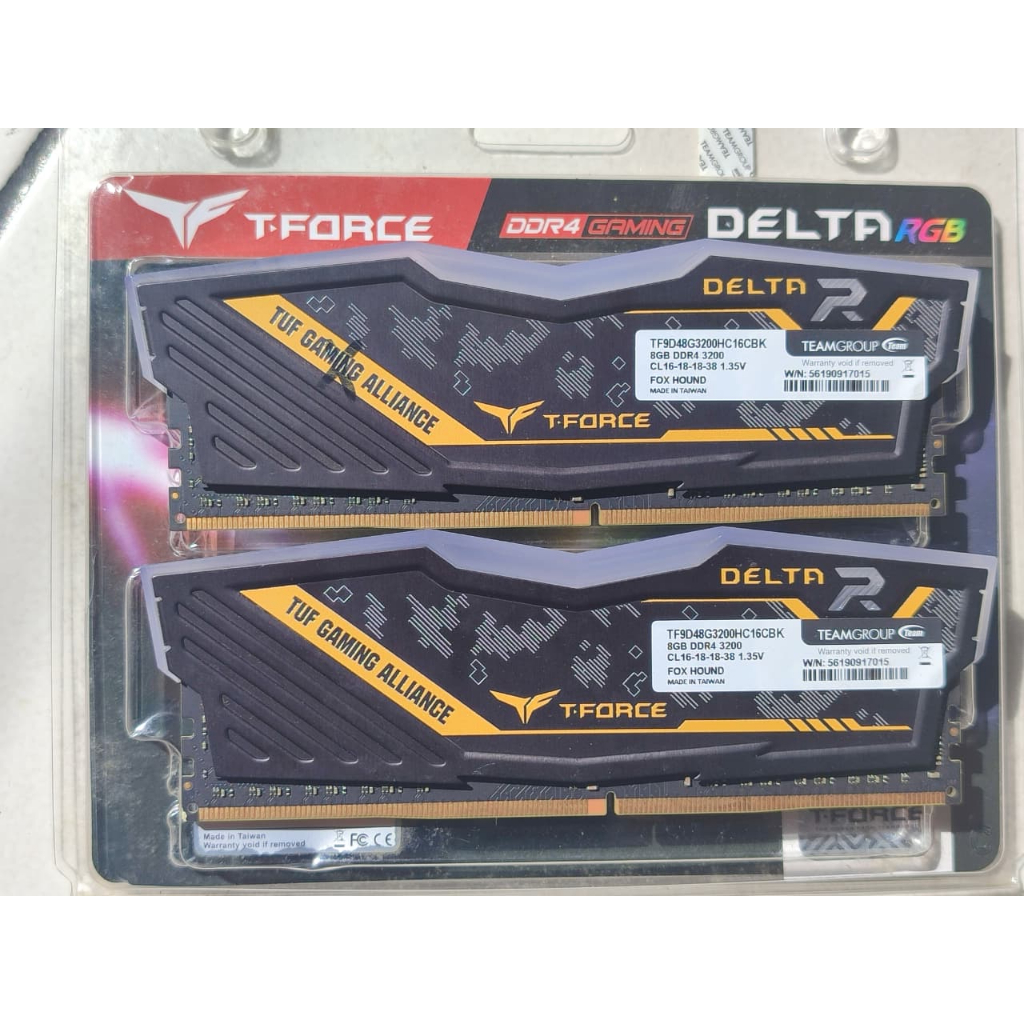 Jual RAM T-FORCE DELTA TUF GAMING RGB BLACK DDR4 16GB (2x8GB) PC25600 ...