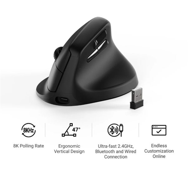 Jual Keychron M5 Ergonomic Wireless Mouse PixArt 3950 8K Polling Rate ...