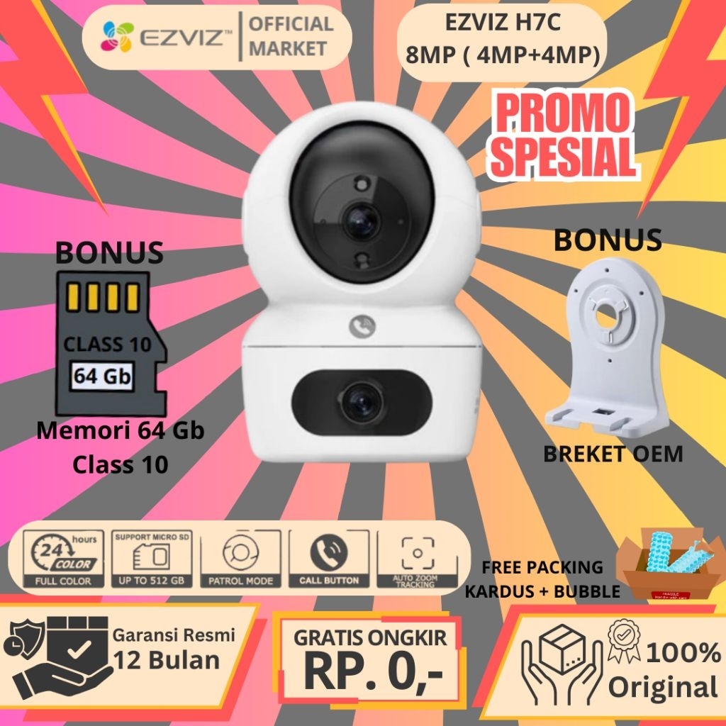 Jual Ezviz H7C Dual Lensa 4MP + 4MP 2K+ CCTV Smart Home Wifi Wireless ...