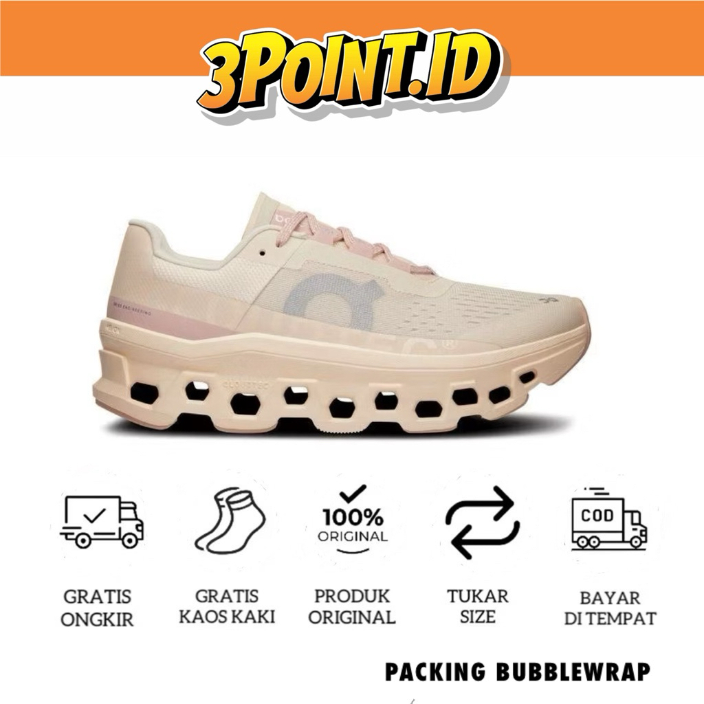 Jual SEPATU RUNNING ON CLOUDMONSTER MOON FAWN BEIGE ORIGINAL | Shopee ...
