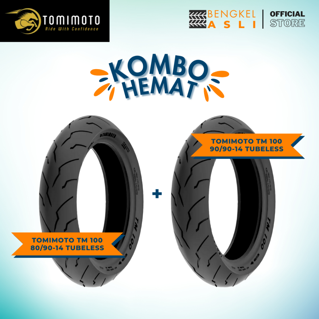 Jual KOMBO HEMAT Ban Motor TOMIMOTO TM 100 80/90-14 + 90/90-14 Tubeless ...