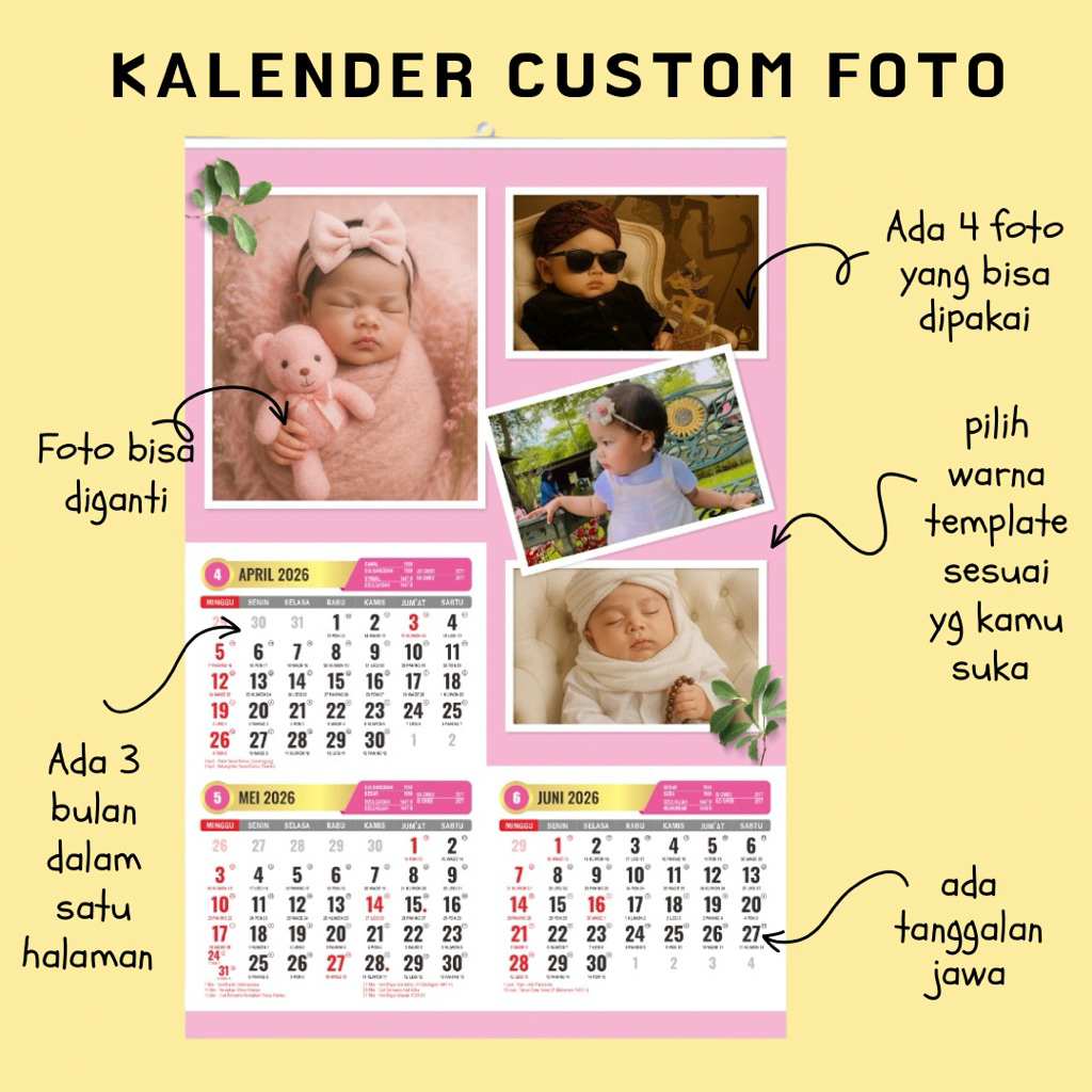 Jual Kalender Dinding Triwulan 2026 Custom Foto | Kalender Poster 2026 ...