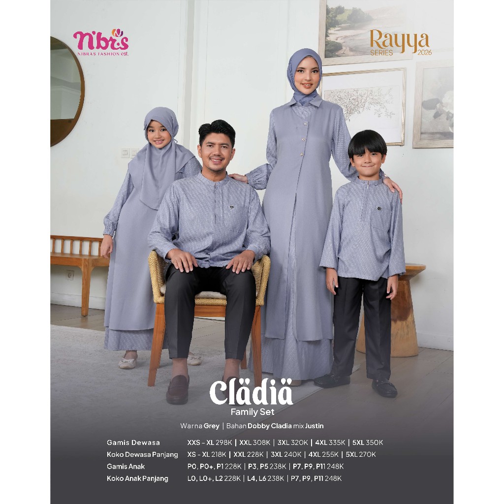 Jual [Sarimbit 2026] Rayya Series 2026 CLADIA GREY Sarimbit Couple ...