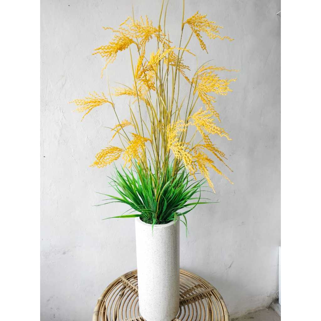 Jual Rangkaian Bunga Malai Kuning Elegan dengan Pot Cantik Tinggi 70cm ...