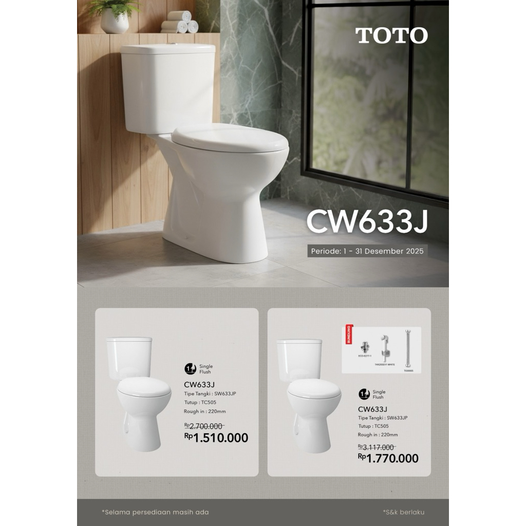 Jual TOTO CLOSET DUDUK CW633J /SW633J /633-1 (COMPLETE SET) | Shopee ...