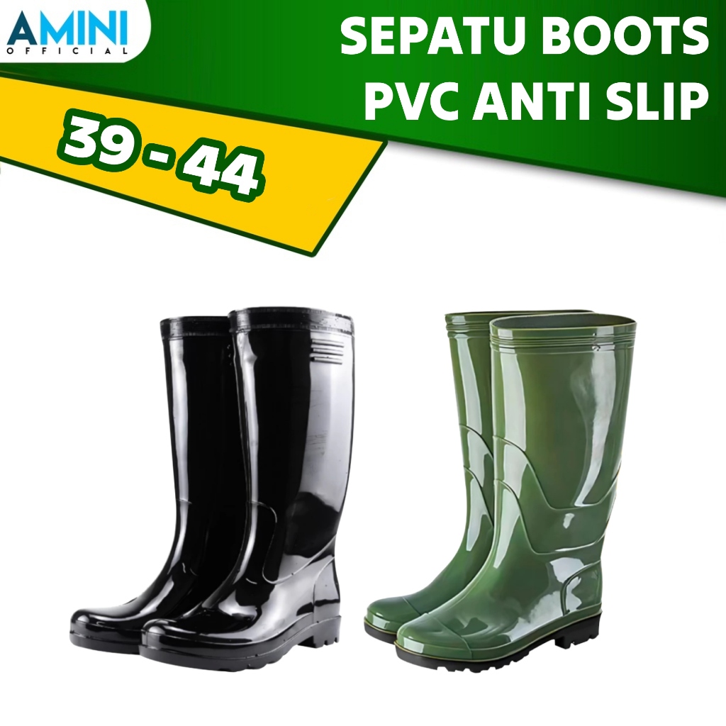 Jual AMINI Sepatu Boot Karet PVC Sepatu Boot Kerja Proyek Sepatu ...