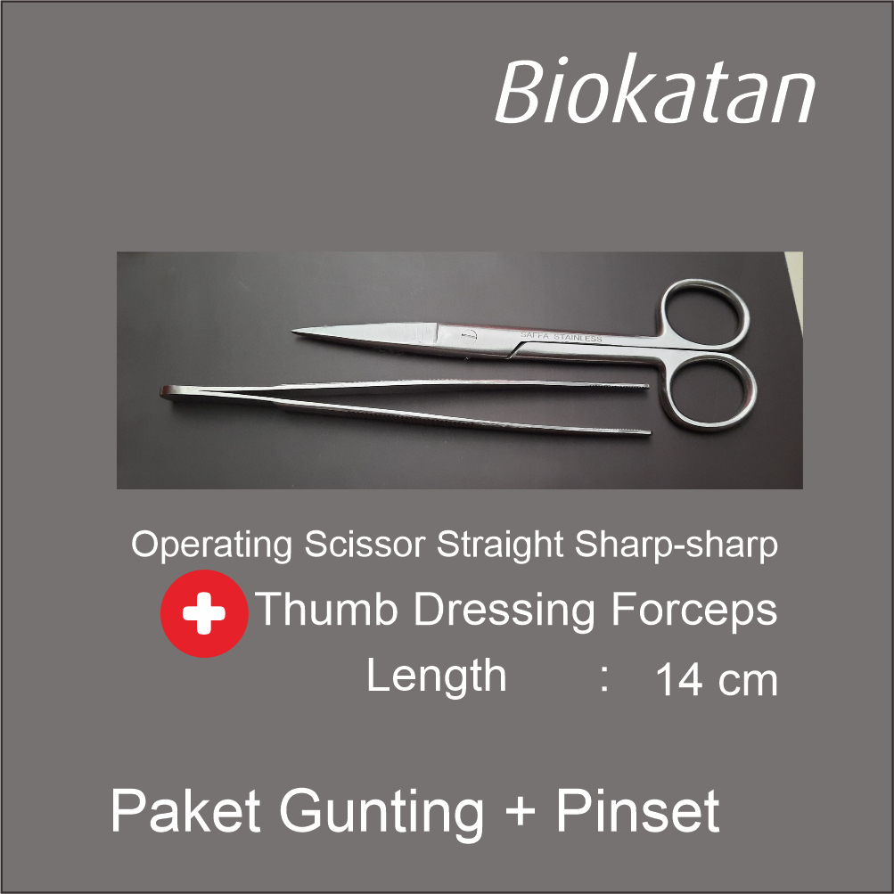 Jual Paket Pinset Anatomi 14 cm - Gunting Operasi Lurus Tajam Tajam ...
