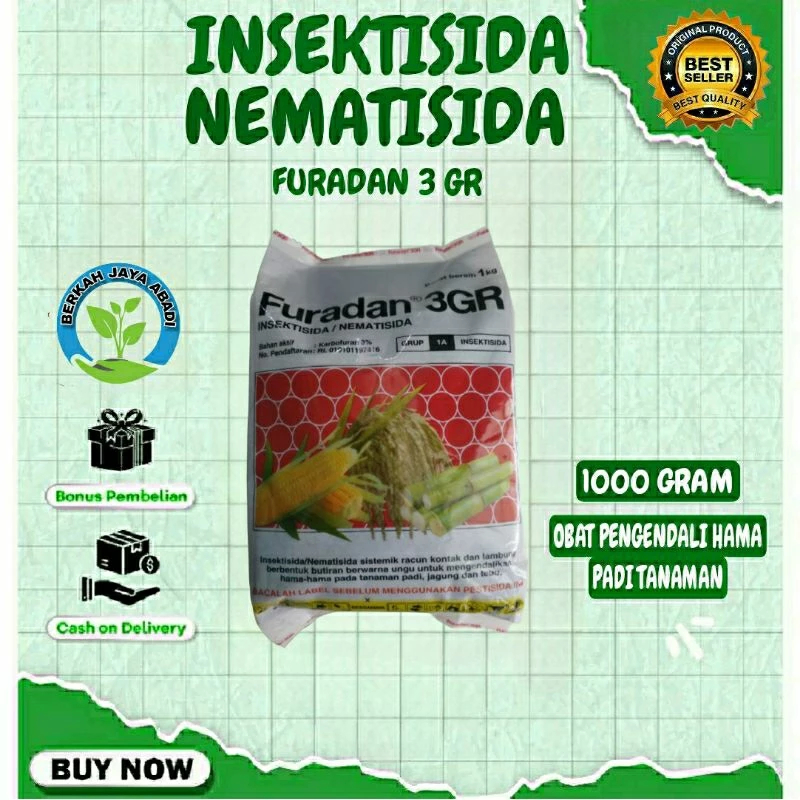 Jual Furadan 3GR 1kg Insektisida Nematisida 1 Kg Puradan Hama Kemasan ...
