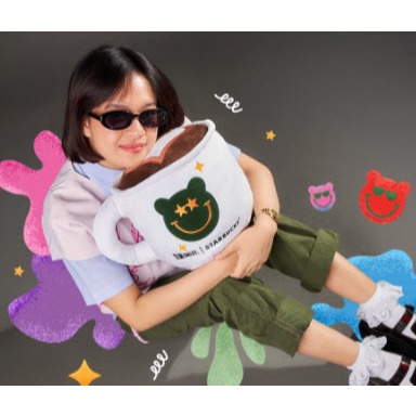 Jual Starbucks x Smiley World Plush Pillow Bearista Bear White Plush ...