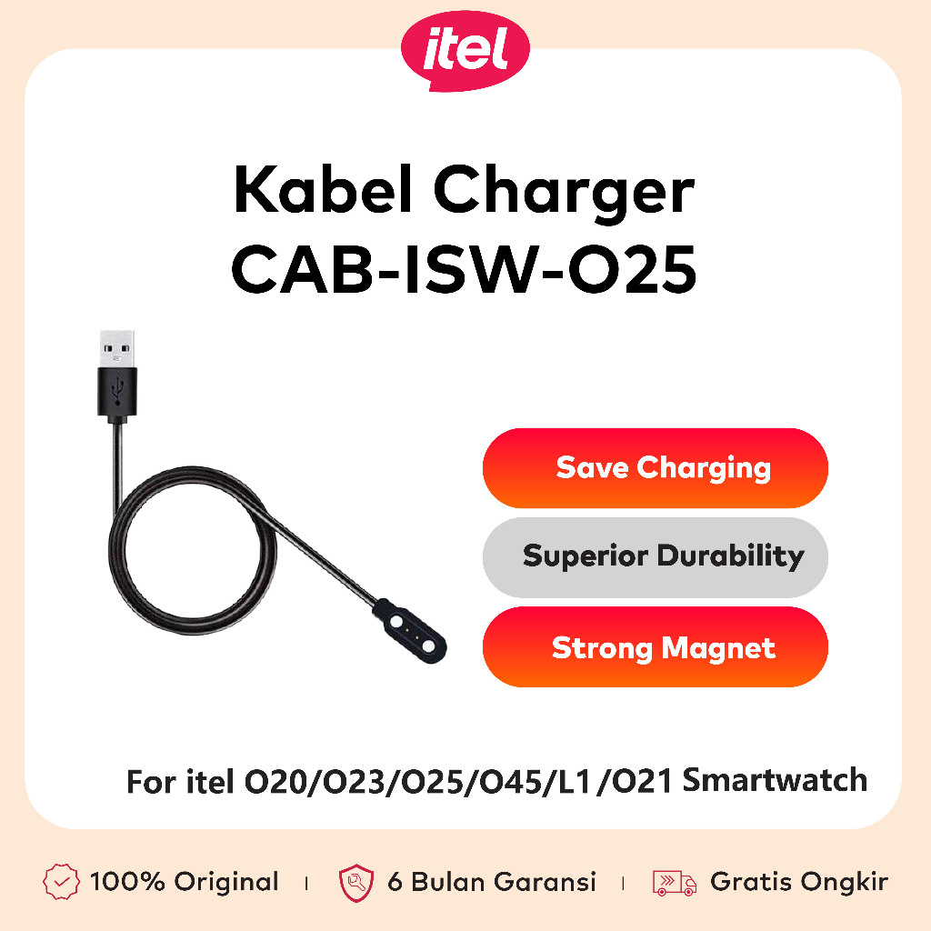 Jual Charger Magnetik USB untuk itel O11/ O20/O23/O25/O43 Smartwatch ...