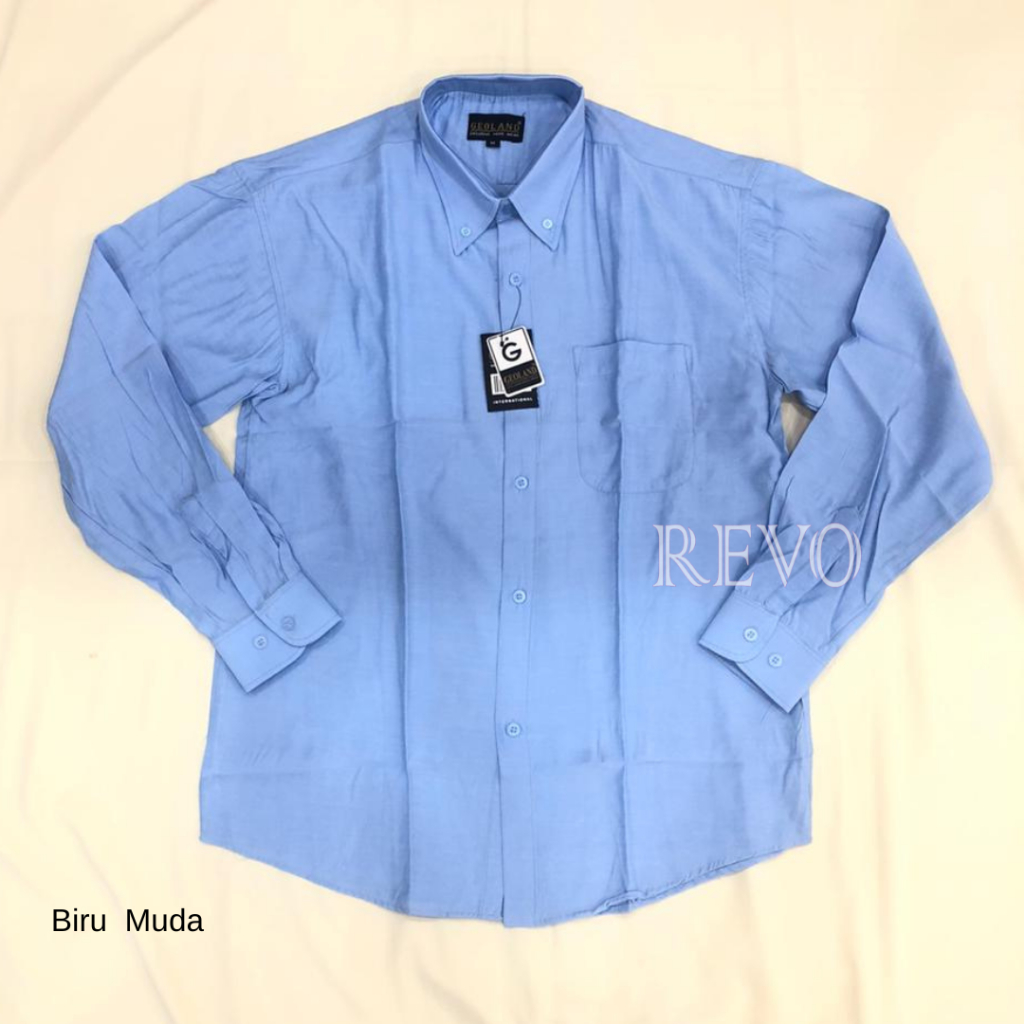 Jual Geoland Original Kemeja Pria Biru Muda Lengan Panjang // Revo Dept ...