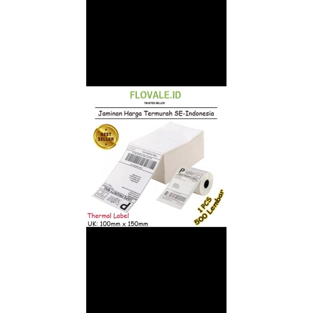 Jual KERTAS LABEL THERMAL 100x150 sticker barcode ukuran A6 100c150 ...