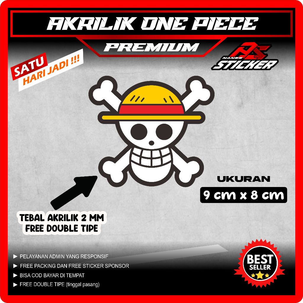 Jual Akrilik Emblem Logo One Piece Sudah Free Double Tape (Tinggal ...