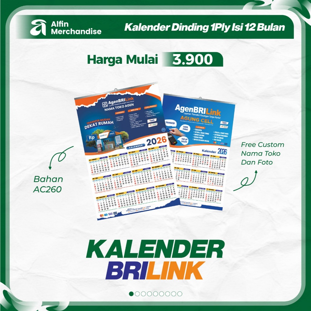 Jual KALENDER CUSTOM 2026 | KALENDER DINDING BriLink, AGEN BRI, MURAH ...