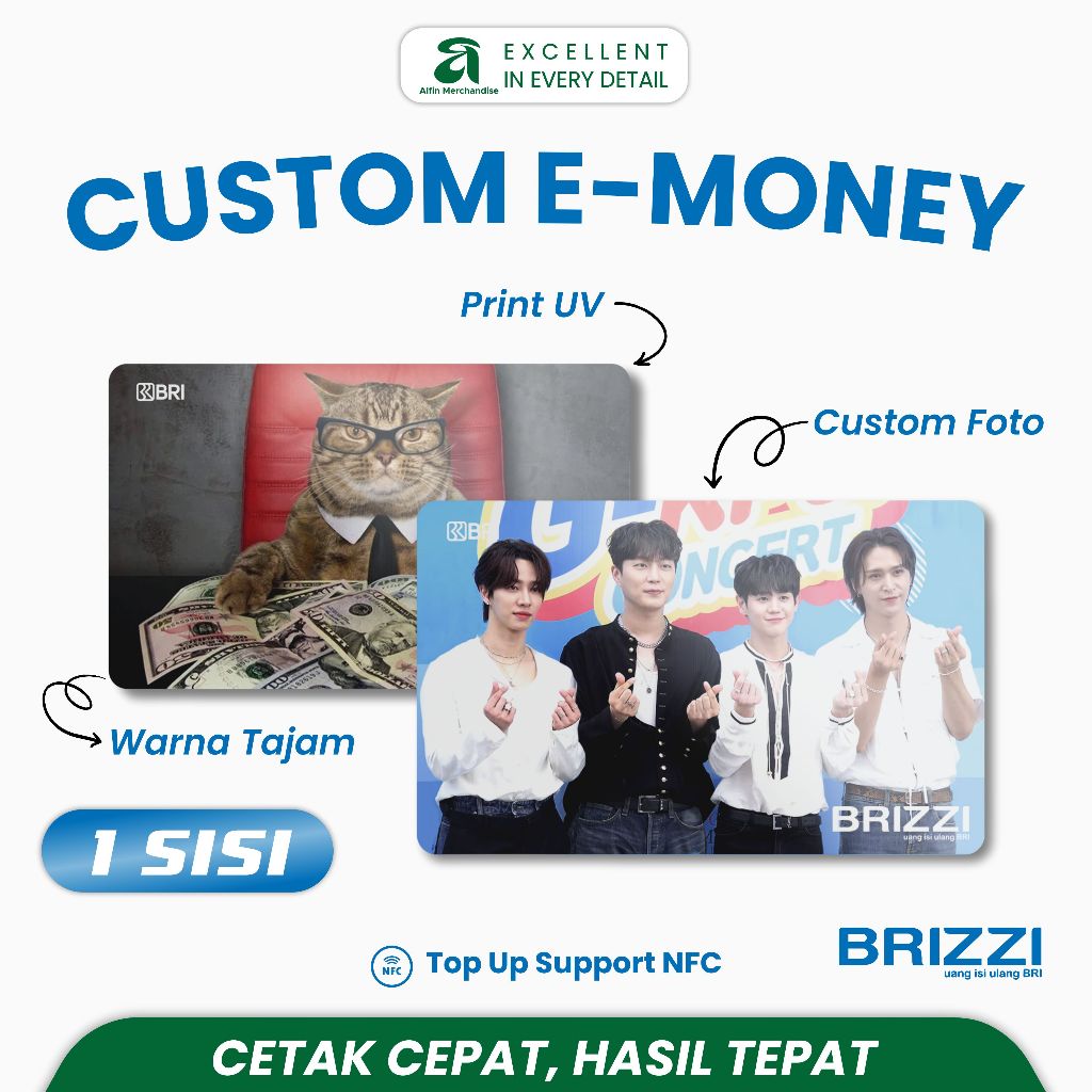 Jual Cetak Kartu Etoll BRIZZI UV Print custom foto bebas saldo 0 PRINT ...