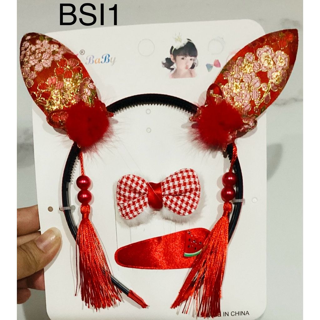 Jual BSI1 Bando set seri Imlek/natal/tahun baru,bando telinga+jepitan ...