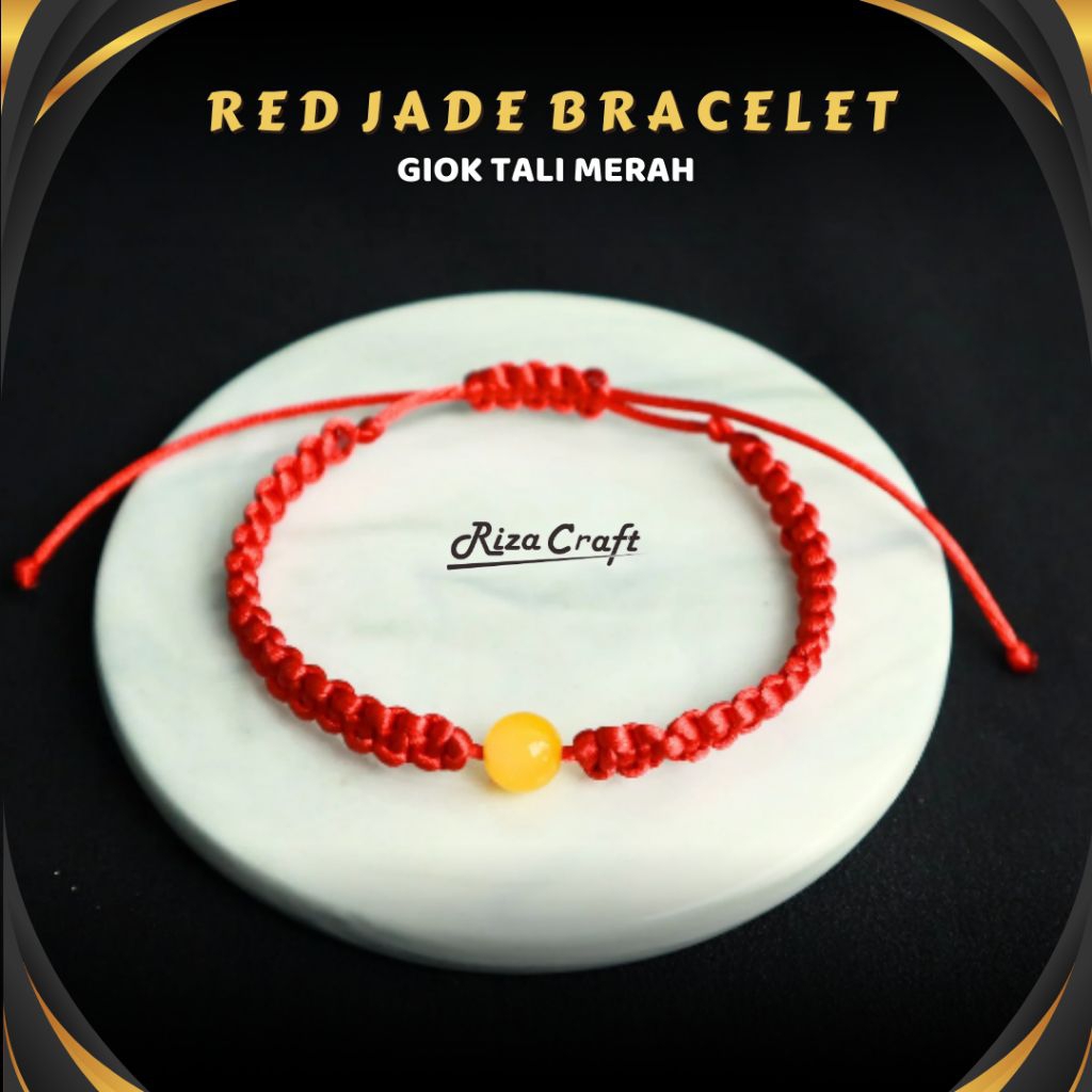 Jual Red Jade Gelang Simple Tali Merah Serut Cina Giok KUning Emas ...