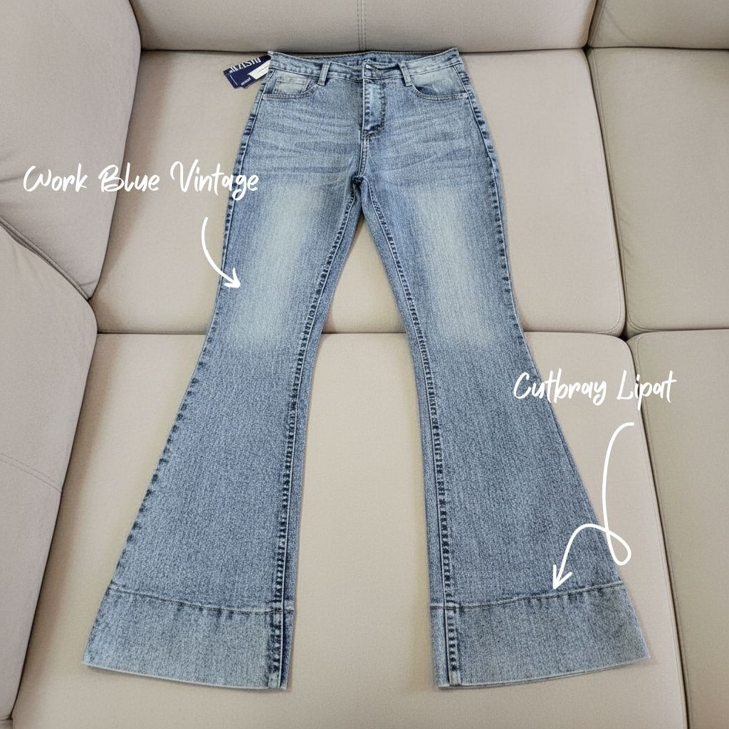 Jual ASTORIS JEANS - Celana Jeans Wanita Cutbray bawah Lipat / Kaki ...