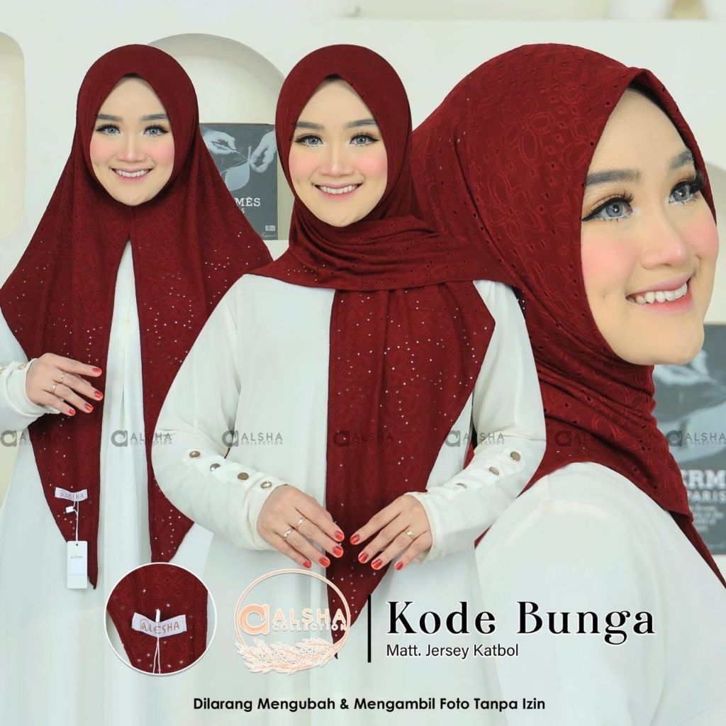 Jual BUNGA KATBOL - Jilbab Segitiga Daily Jersey Katbol Free Gesper By ...