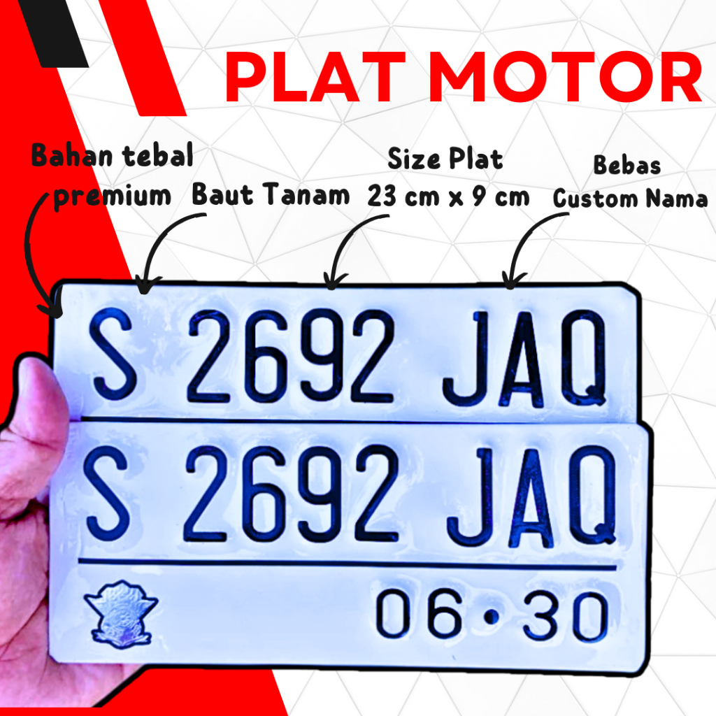 Jual PLAT MOTOR BEBAS CUSTOM / PLAT MOTOR WARNA PUTIH FREE STIKER ...
