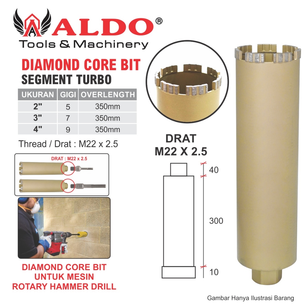 Jual DIAMOND CORE BIT SEGMENT TURBO 350 MM / MATA BOR CORING UNTUK ...