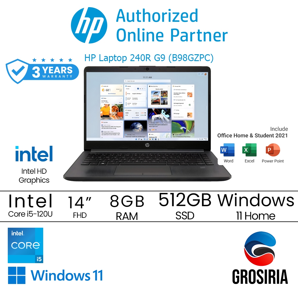 Jual HP Laptop 240R G9 Intel Core 5 120U 8GB 512GB SSD 14" FHD Win 11 ...