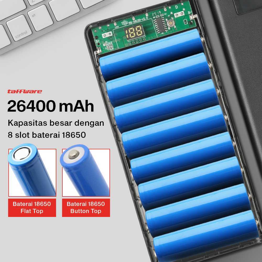 Jual Taffware Power Bank DIY Case LCD Display Dual USB Port 8 PCS 18650 ...