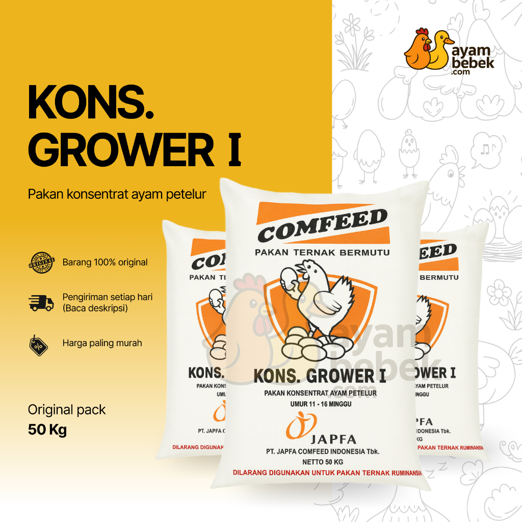 Jual Comfeed Kons. Grower 1 - Pakan Konsentrat Ayam Petelur – Umur 11 ...